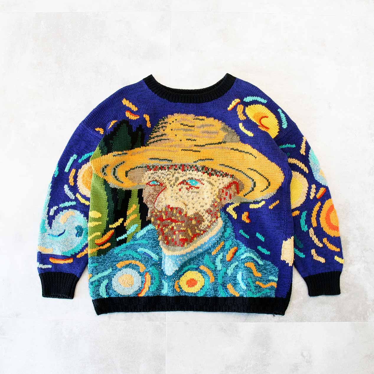 POST JUNK / 90’s BEREK “VINCENT VAN GOGH” Hand Knit Cotton Sweater [M]