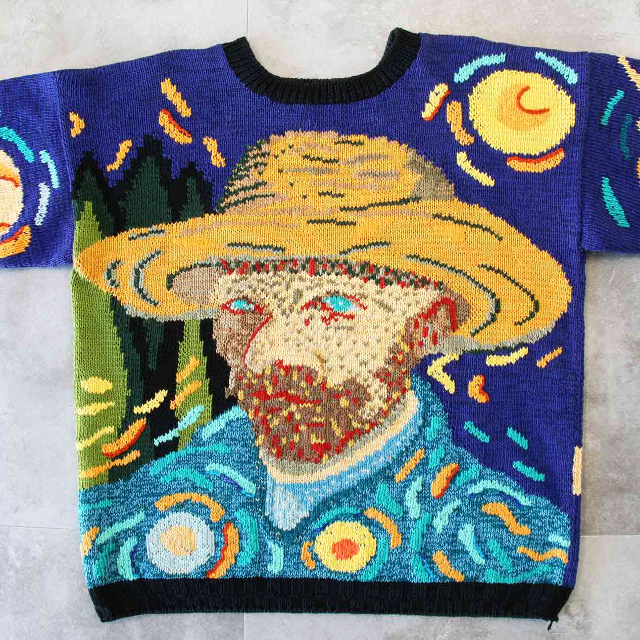 POST JUNK / 90’s BEREK “VINCENT VAN GOGH” Hand Knit Cotton Sweater [M]